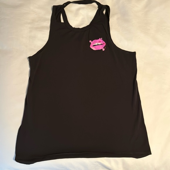 Chaser | Tops | Cool Black Chaser Tank With Lips Detail | Poshmark